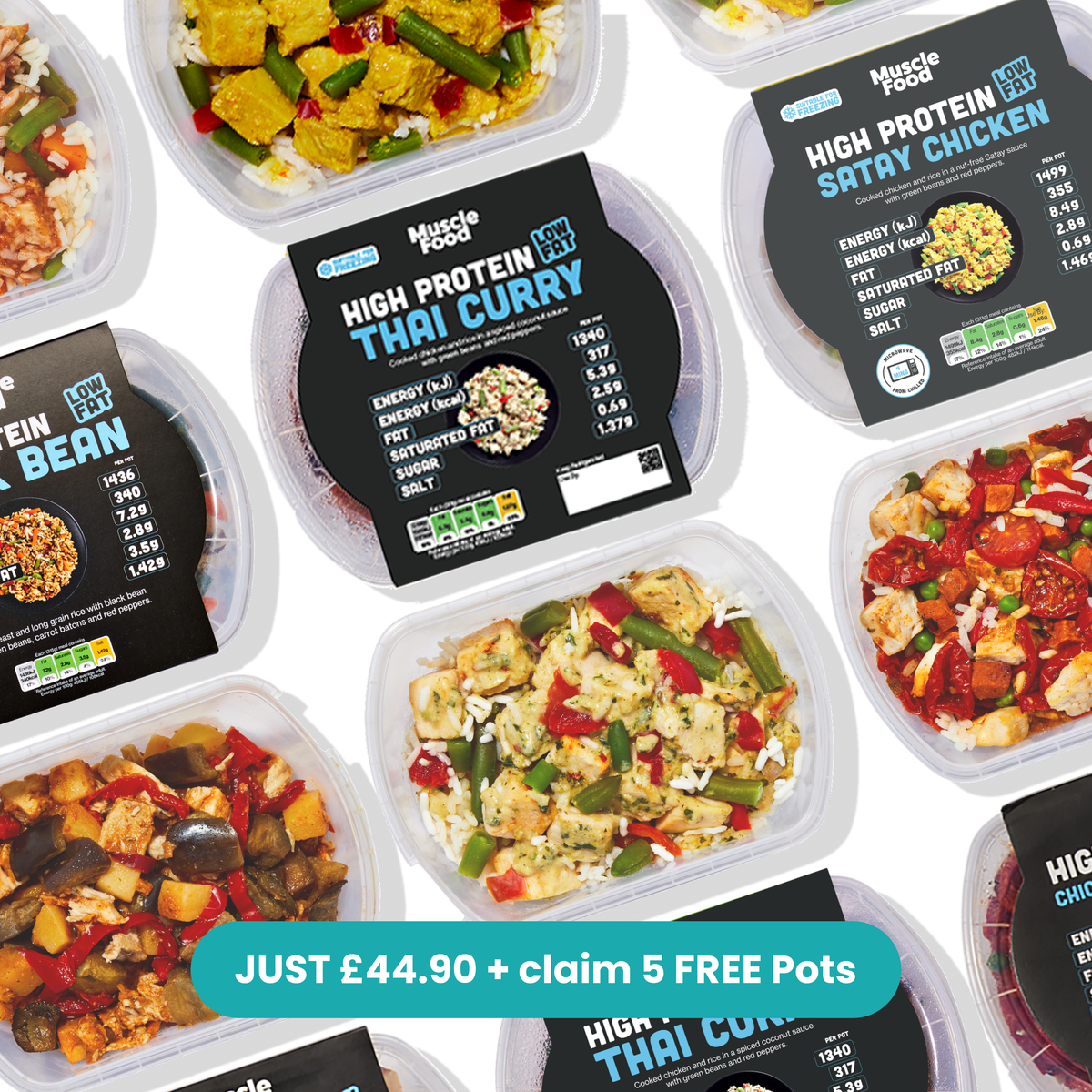 Home High protein meals Prepped Pots - Buy 10 & Get 5 FREE