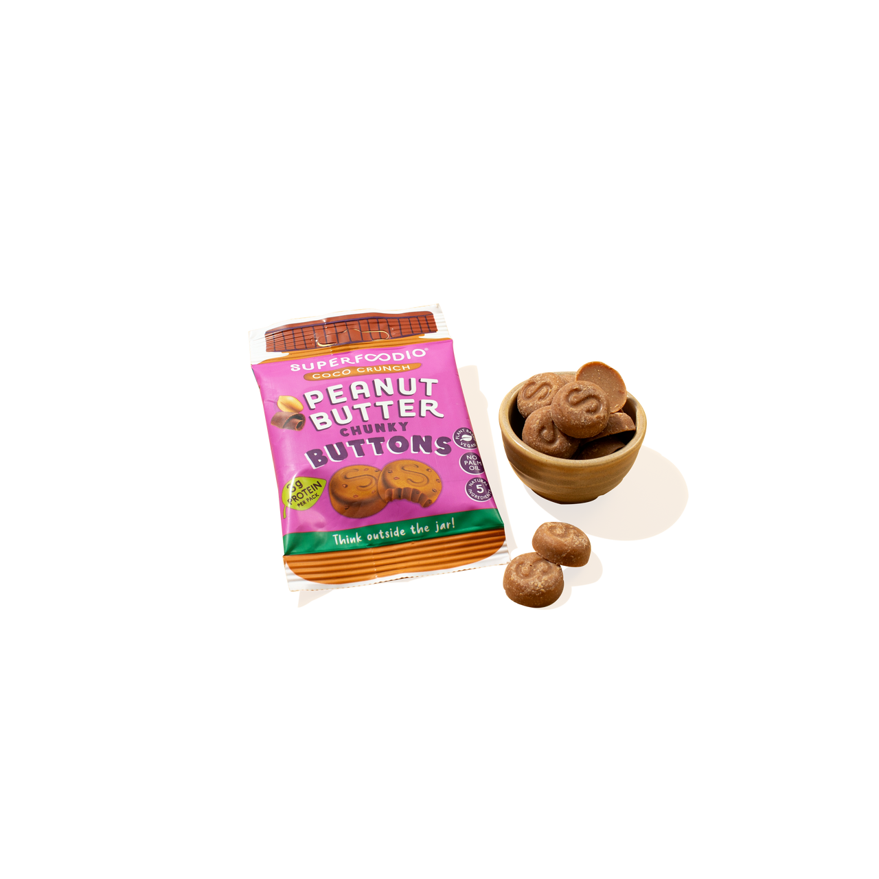Superfoodio Peanut Butter Buttons - Cocoa Crunch 20g